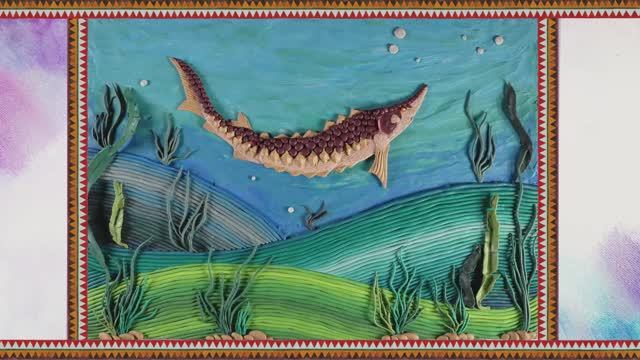 Пластилиновая иллюстрация "Осетр" часть1