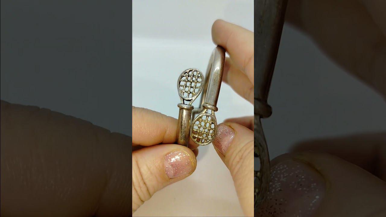 браслет винтажный серебро теннис теннисная ракетка