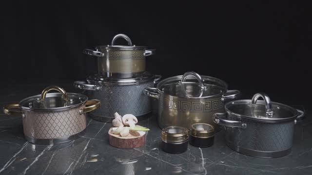 AGNESS / Кастрюли "Феерия" ❤️ Из нержавеющей стали со стильным кантом