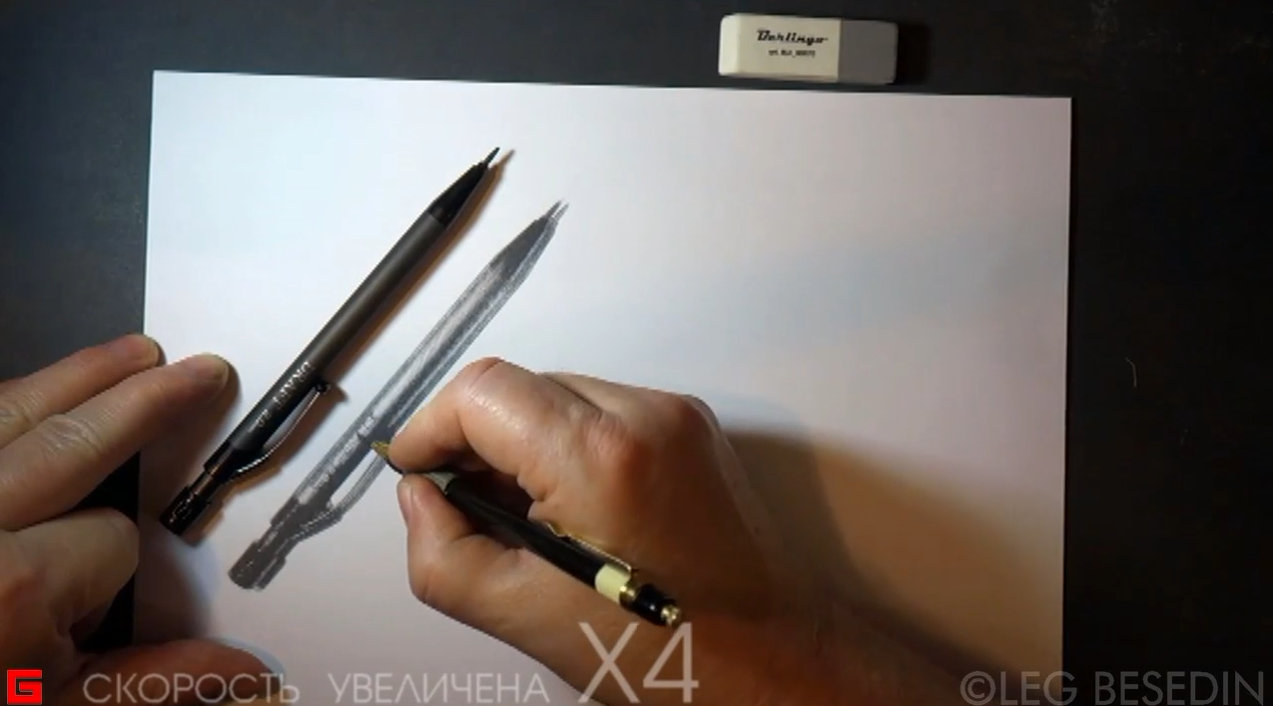 Супер-Гипер--Изо-фото-реализм ШУТКА гения! "Рисунок карандаша карандашом" (ускорено) 1 мин © Беседин