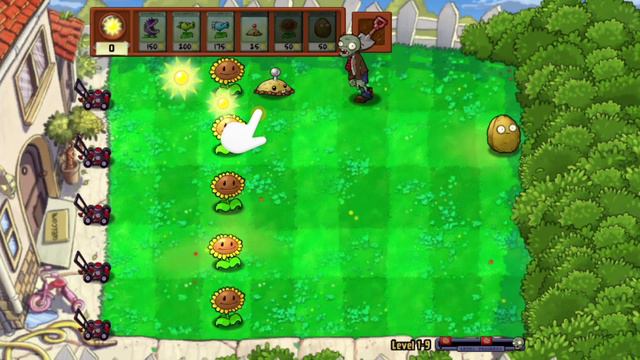 2-Plants vs Zombies. Приключение, уровни с 1.7 по 1.10
