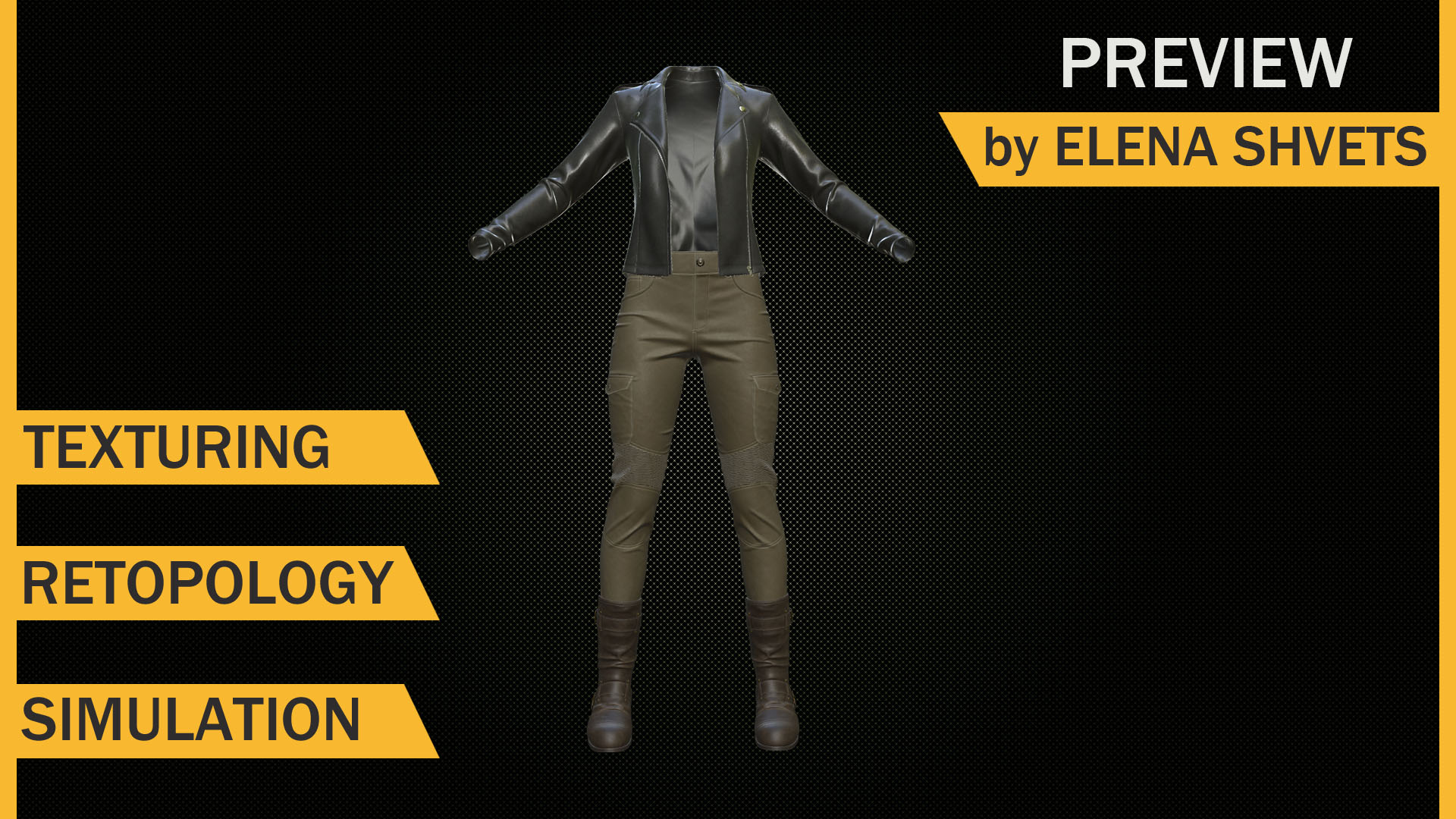 Сет Кожаная Картка, Штаны и Сапоги\Leather jacket, Pants and Boots Marvelous Designer Project