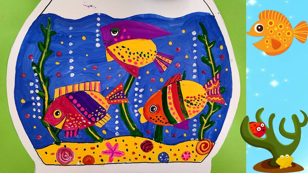 Как нарисовать рыбок и аквариум