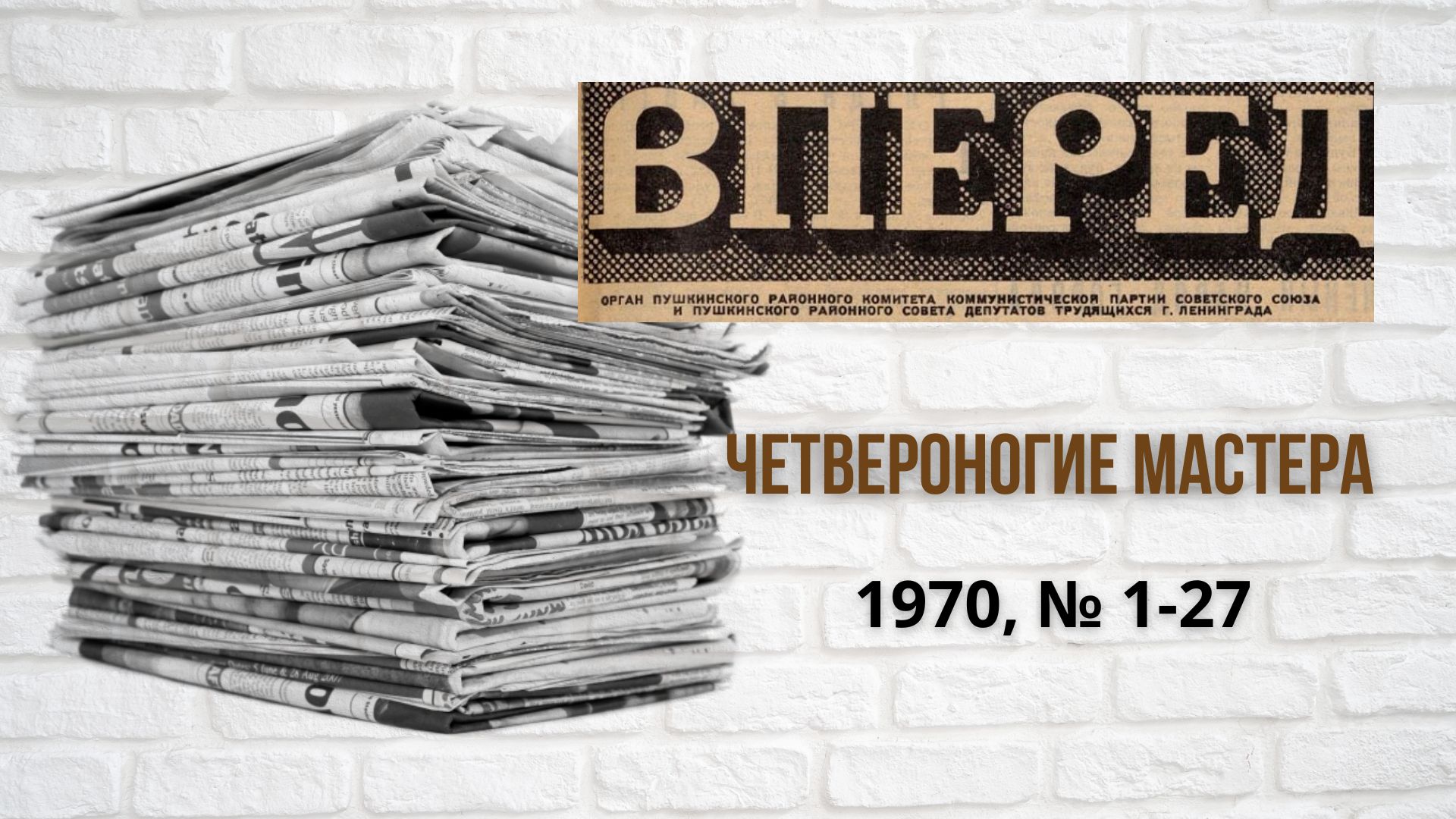 1970г. заметка "Четвероногие мастера" в газете "Вперёд" г. Пушкин Пушкинского района г. Ленинграда.