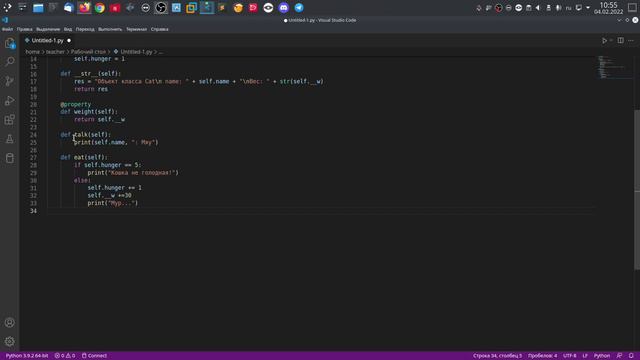 Разработка программы Виртуальная кошка на Python.