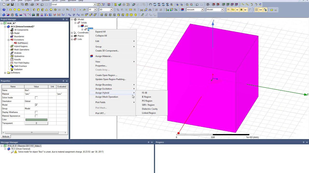 Использование IE решателя в Ansys HFSS версии R18 и выше