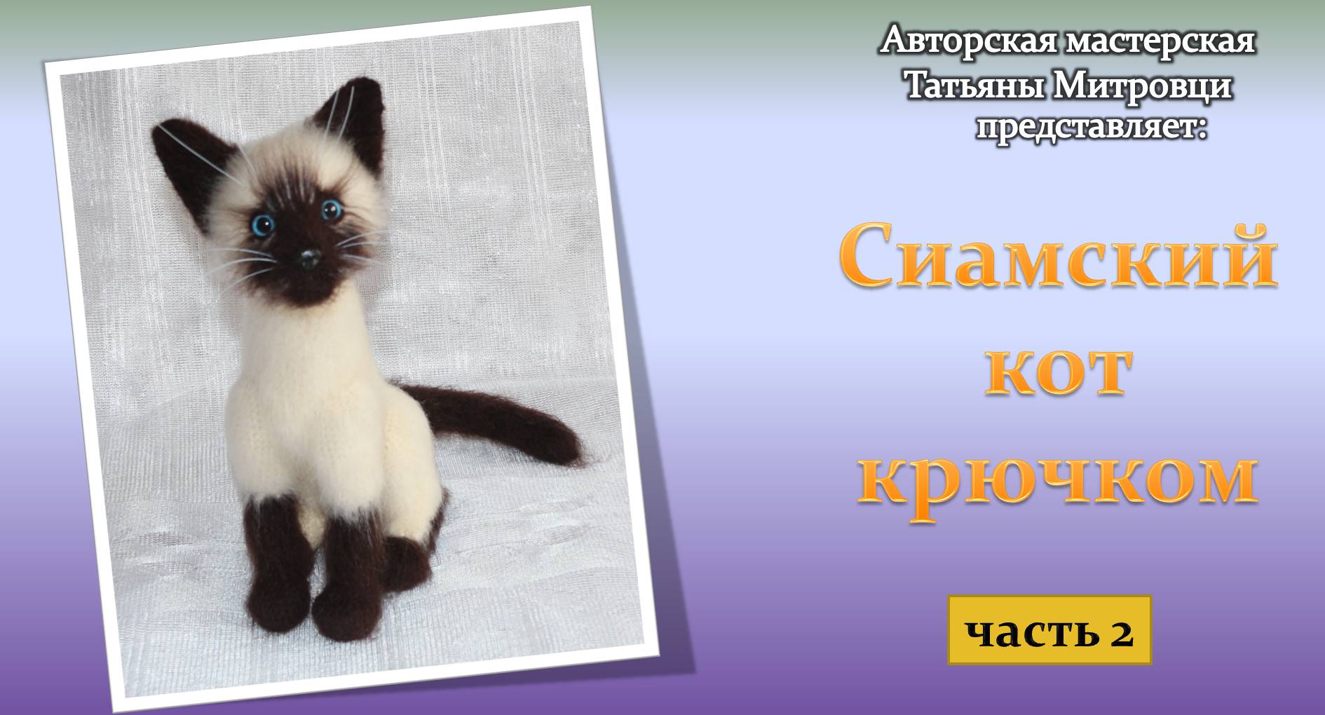Сиамский кот крючком  (2 часть) Видео МК