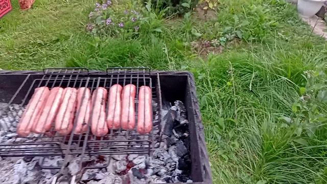 Шашлык. Свинина, купаты, картофель и тыква.