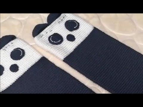 Вяжем гетры для девочки панда, крючком.