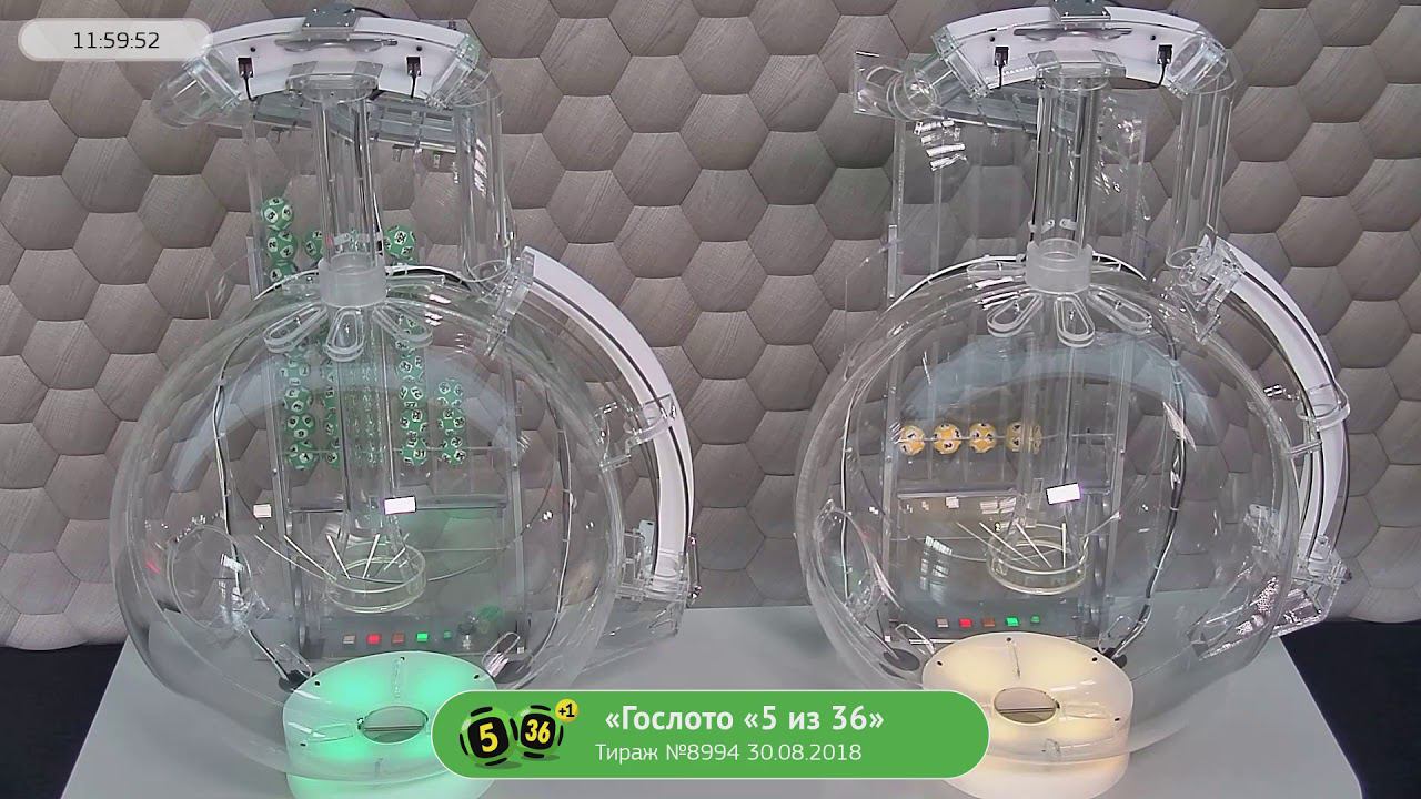 Столото представляет | Лотерея «Гослото «5 из 36». Тираж № 8994 от 30.08.2018 г.