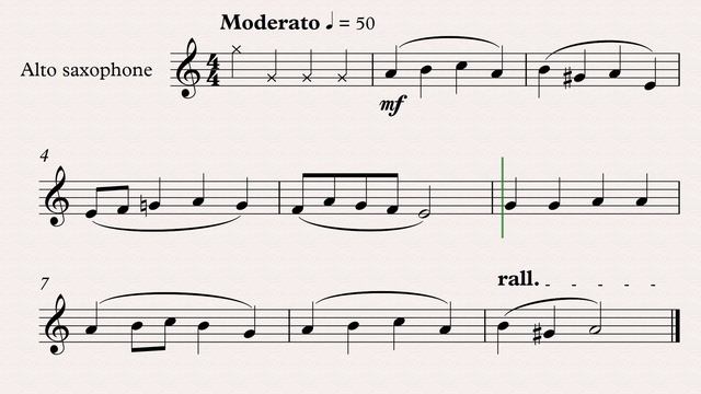 И.С.Бах "Песня" - ноты для саксофона-альта и видео-минусовка, темп 50