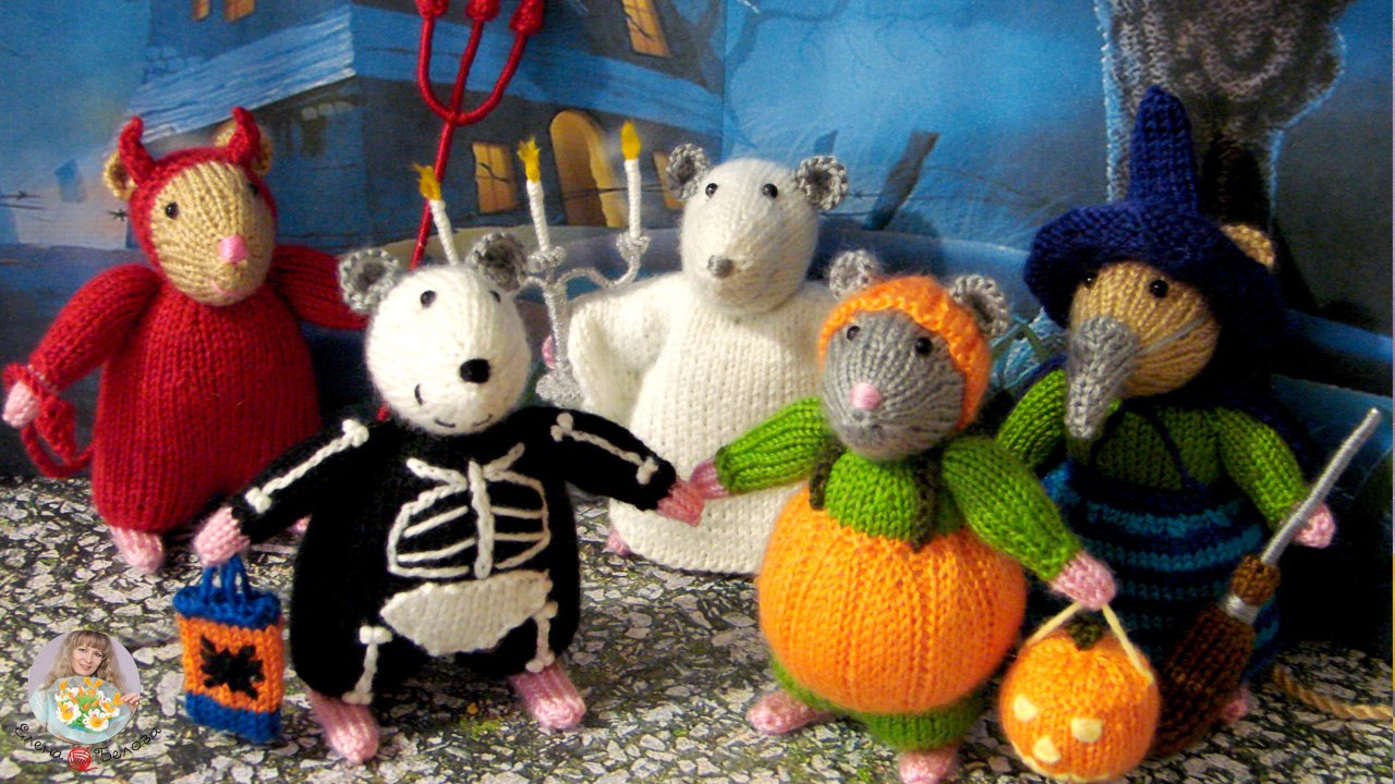 Моя коллекция мышек (спицами) - ЧАСТЬ 3. Мышки на Хеллоуине. Продолжение следует...