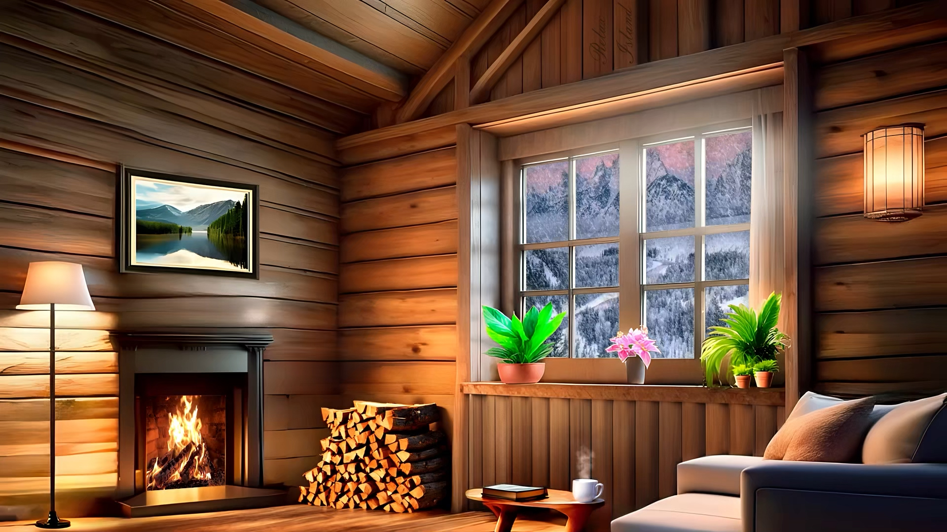 ? Зимний рай: отдых и релаксация в деревянном доме ❄️ Звук вьюги и потрескивание камина для сна