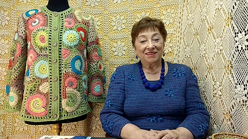 Фриформ. Жакет "Самоцветы". Мастер-класс по вязанию крючком от О. С. Литвиной.