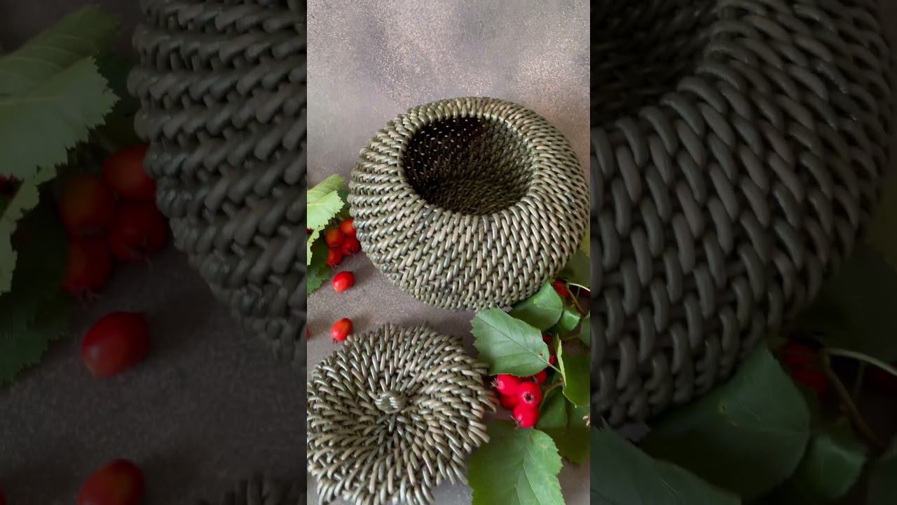 Горшочек корневым плетением с ажурной крышкой  #эстетика #бумажная #плетение #плетениеизгазет