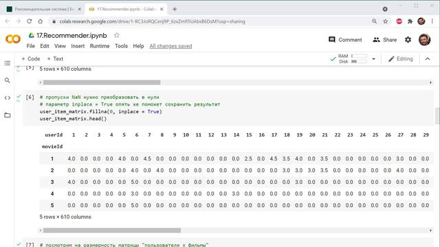 Занятие 17. Рекомендательная система