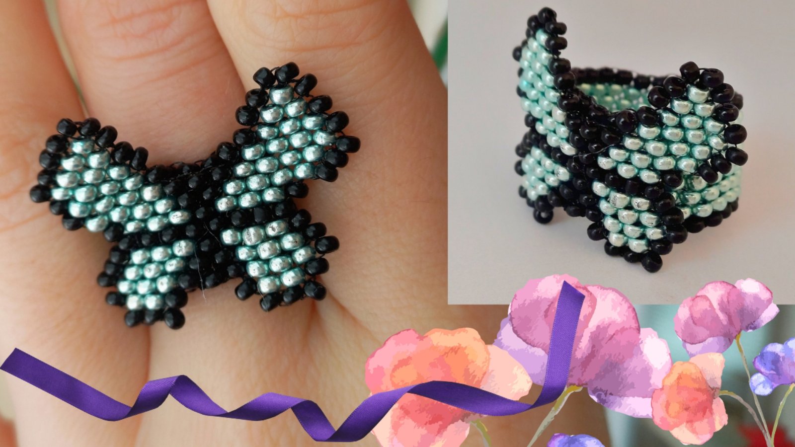 Кольцо "БАБОЧКА" из бисера. Как создать красивую бижутерию своими руками. Авторские украшения