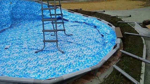 Сборка и наполнение каркасного бассейна 26м.куб. + лайфхак