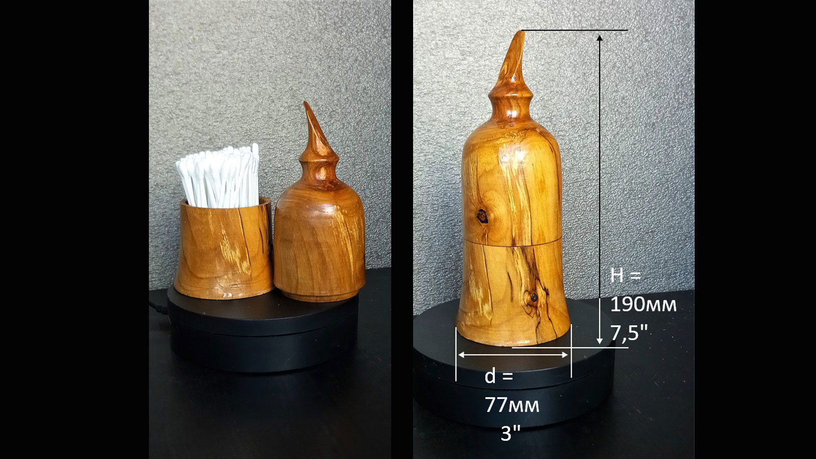 Колокольчик. Хранилище ватных палочек. Для жены. Токарные работы по дереву