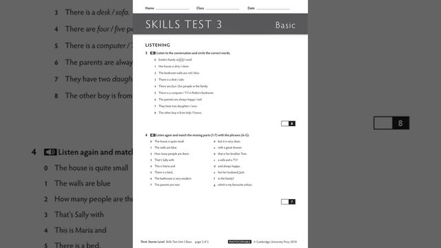 Подростки, начальный уровень, аудирование 3