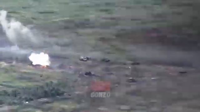 Возле Работино в Запорожской области куча сожженной техники ВСУ.