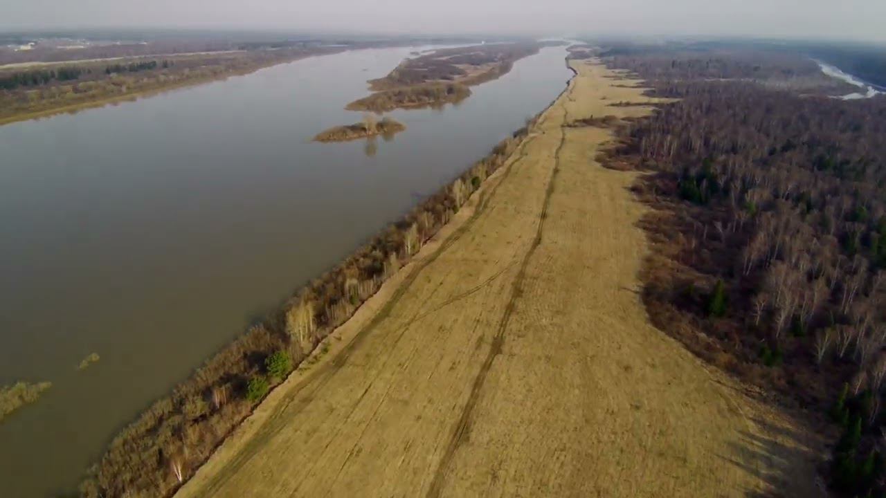 Река Томь с квадрокоптера FIMI X8 mini, солнце только взошло.