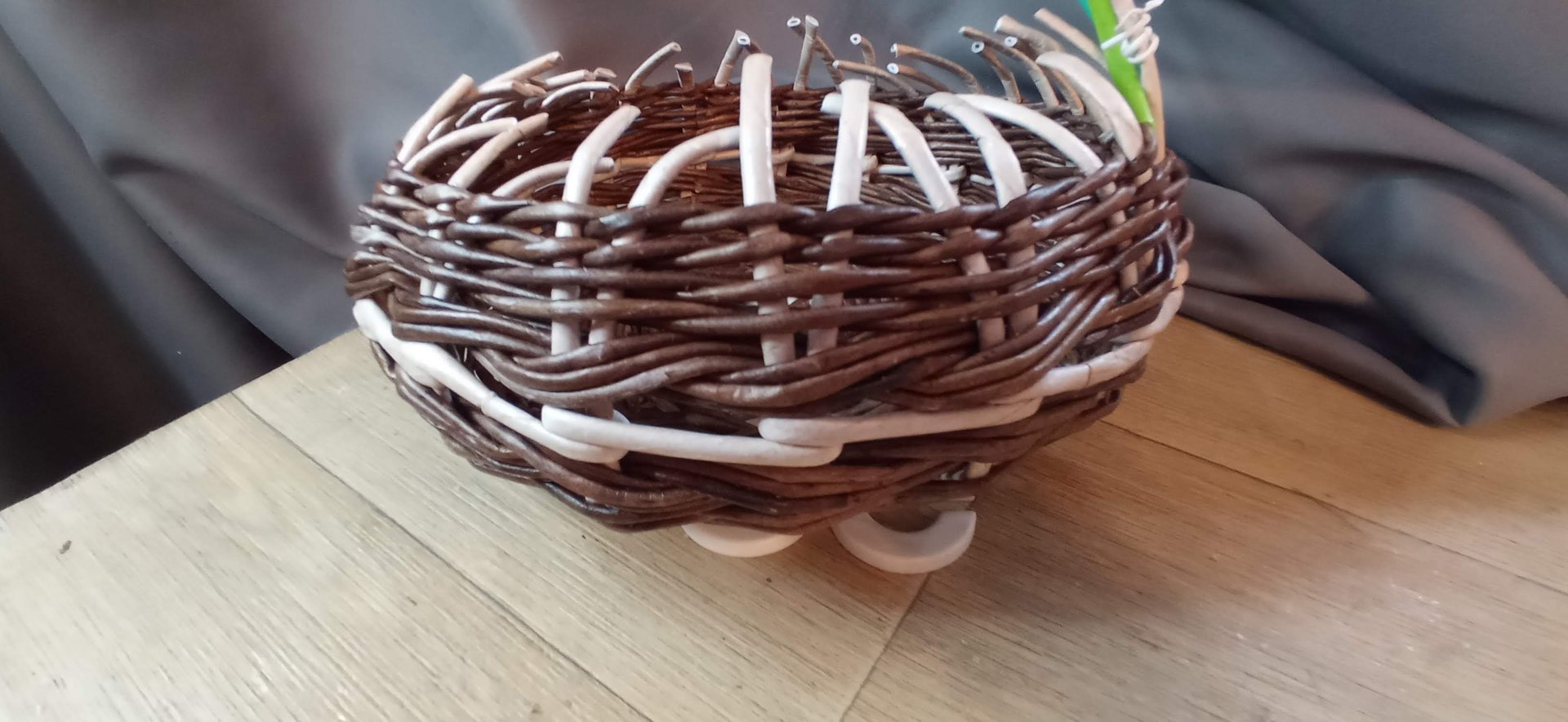 МК. Плоская Корзинка из бумажной лозы. Стенки. Часть 2. #139(2)