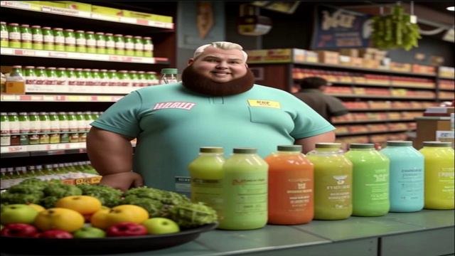 Упитанный прибалт заказывает сок для похудения на 10 кг.