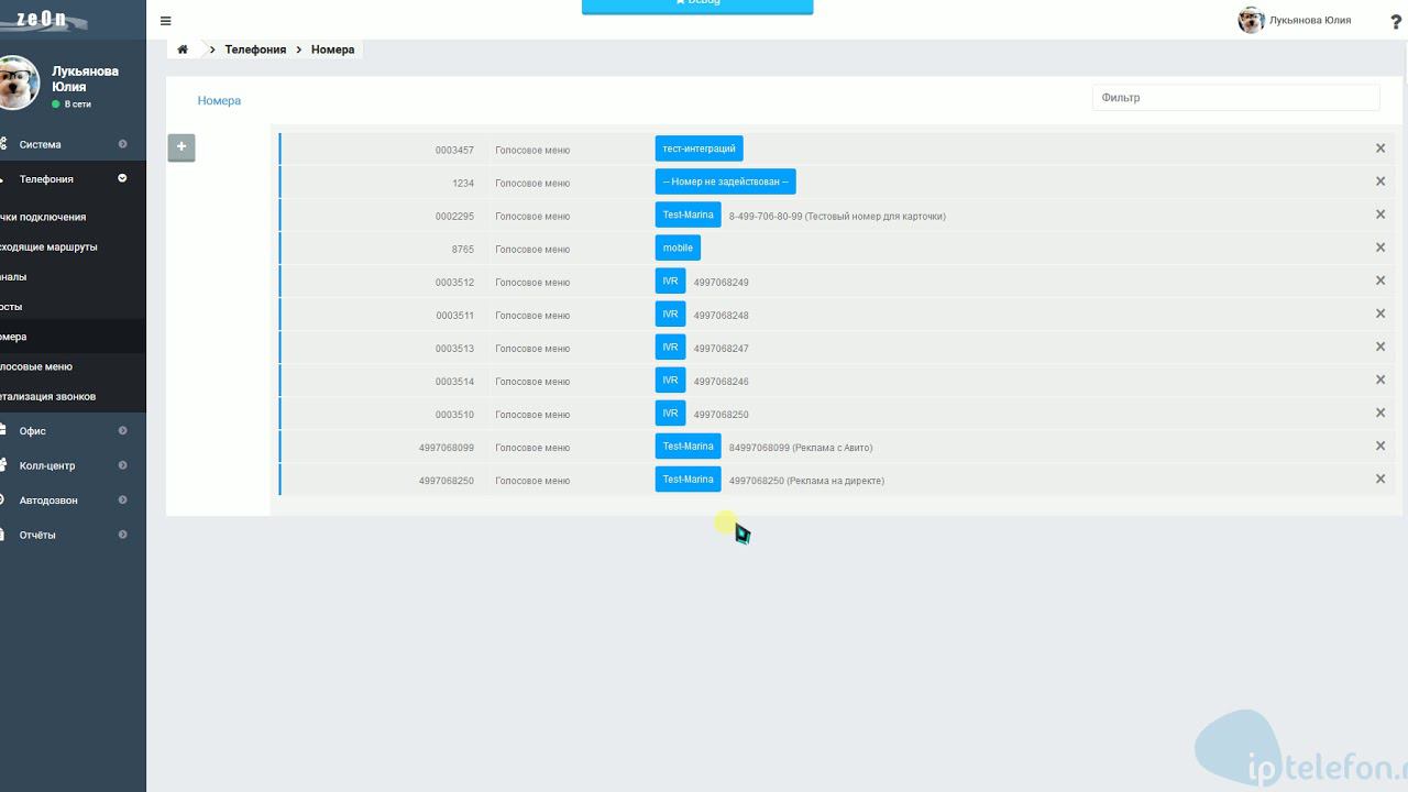 Телефония - Номера