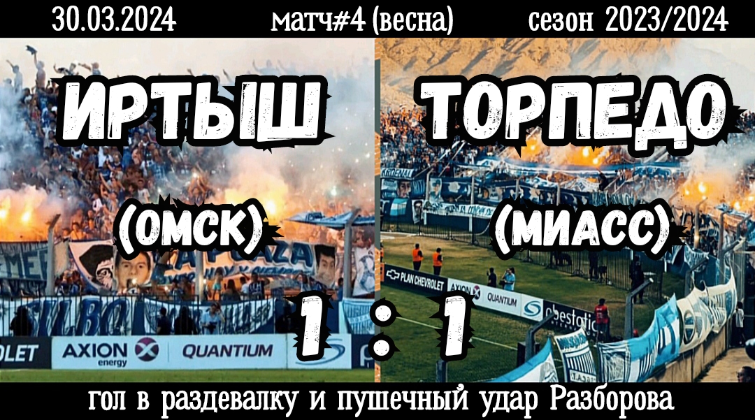 Иртыш (Омск)-Торпедо (Миасс) 1:1 (30.03.2024). Матч#4, сезон 2023/2024, весенняя Клаусура.
