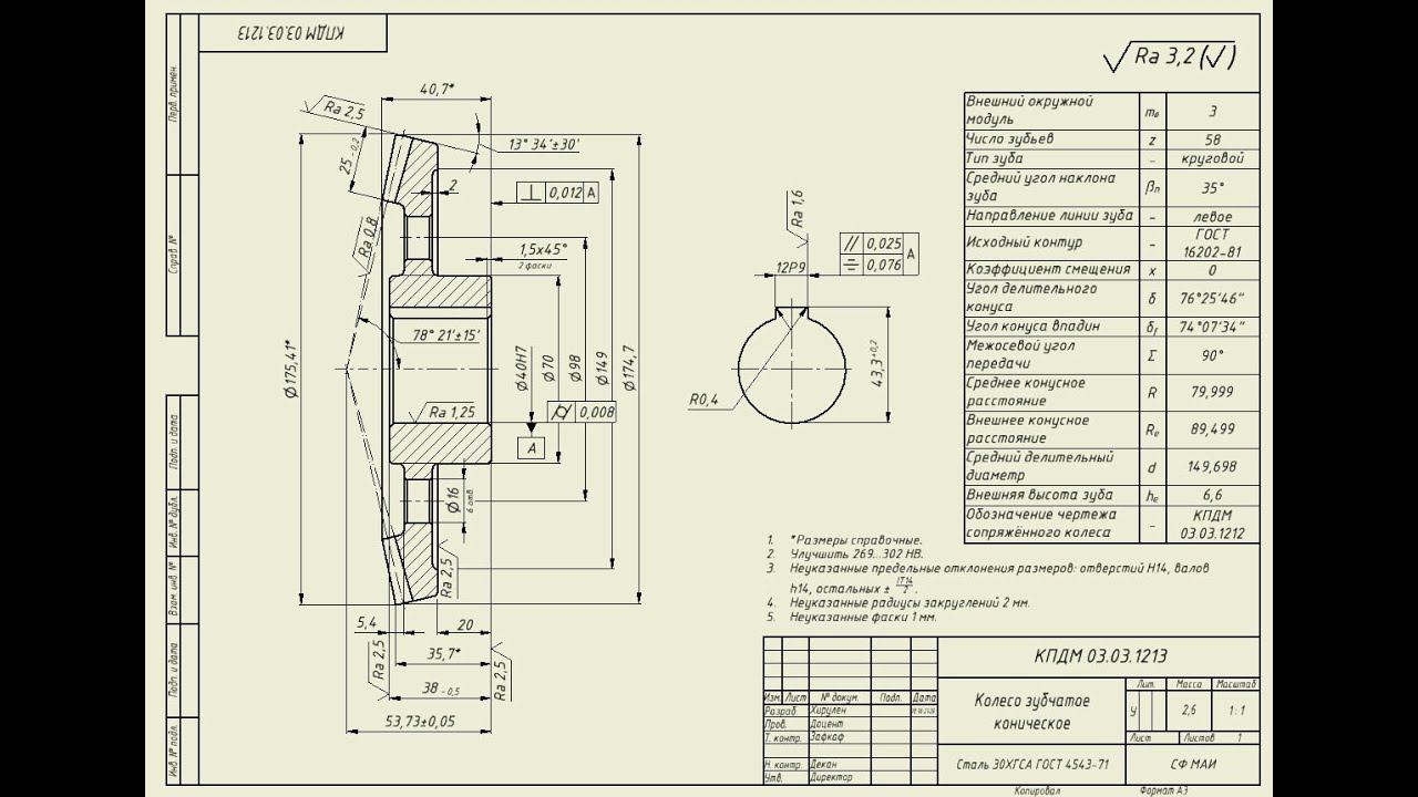 Построение чертежа конического колеса в Autodesk Inventor