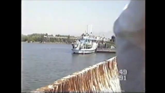 1991 год. Пристань города Каменка-Днепровская, теплоход  Олесь Донченко рейсом на речпорт Никополь