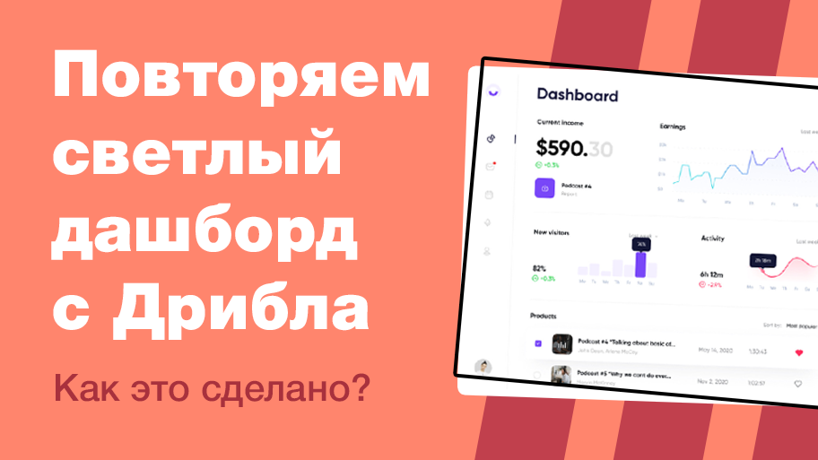 Повторяем шот с Дрибла. Иконки с нуля. Адаптивные графики. Как нарисовать dashboard (уроки Figma)