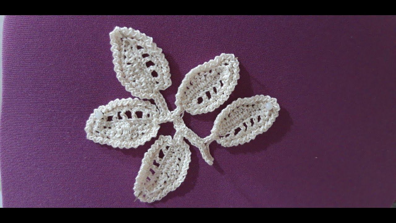 ЛИСТИК/ВЕТОЧКА ЛИСТИКОВ крючком.ИРЛАНДСКОЕ КРУЖЕВО. Листик крючком . Мотив крючком .