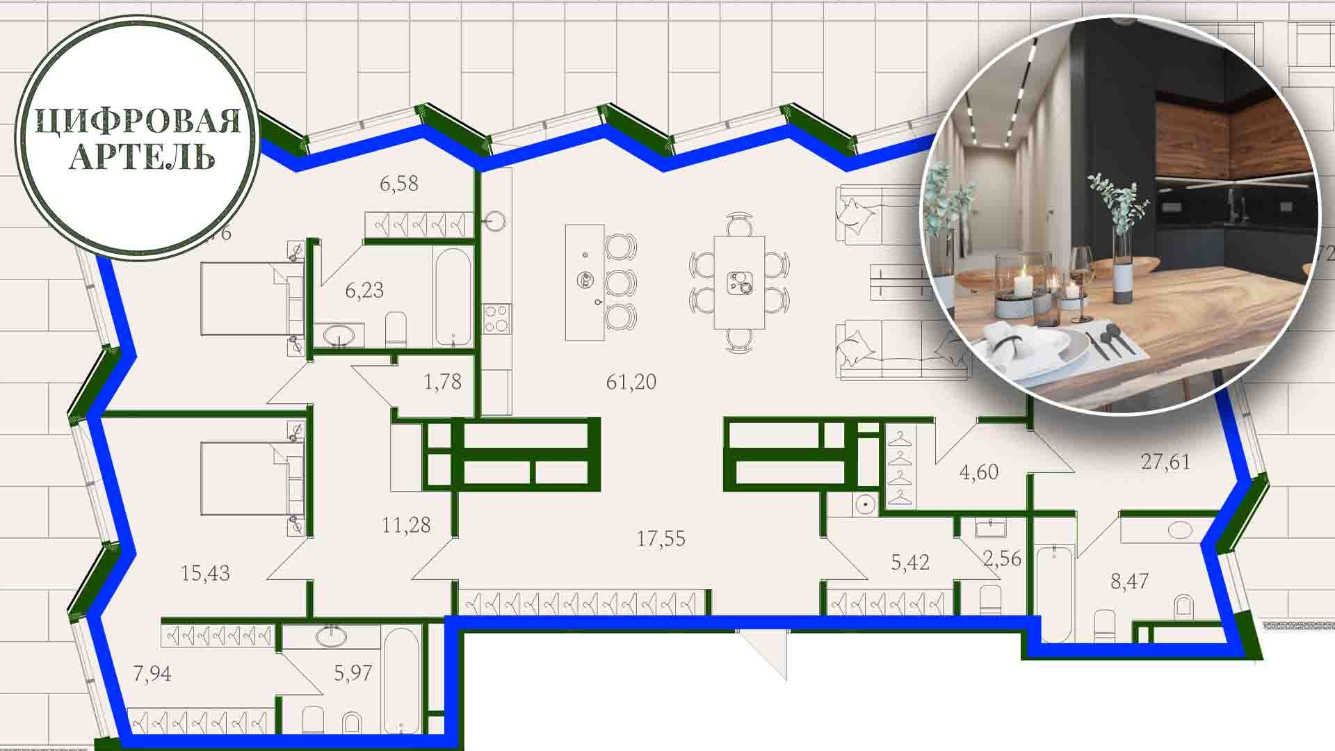 Изменение планировки квартиры / пентхауса. Более логичная #планировка #dvaa #проработка #интерьер