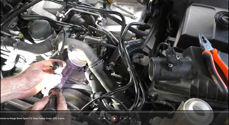 Замена помпы охлаждения двигателя на Range Rover Sport 5,0 Ленд Ровер Спорт 2012 2часть