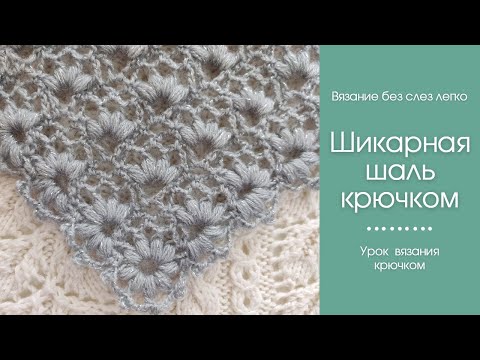 Как связать красивую шаль крючком. Новый узор для вязания шали крючком.