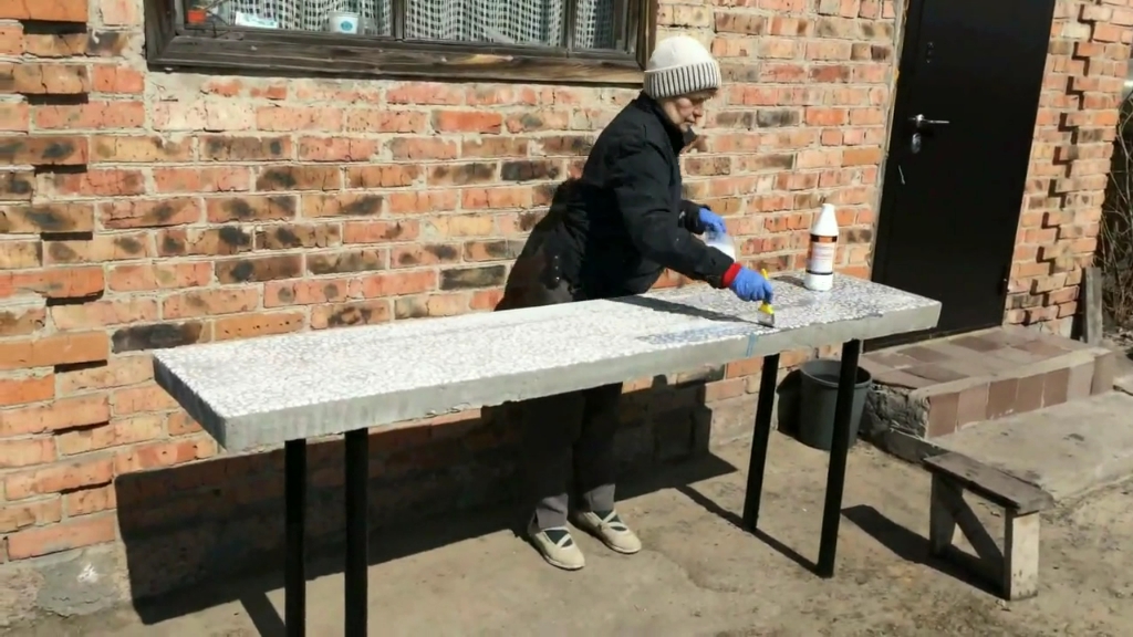 Бетонный двухметровый стол - столешница для беседки.mp4