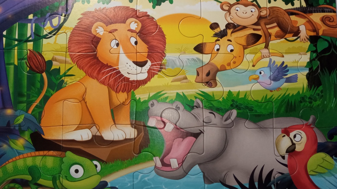 Макси-Пазлы История Джунглей - собираем пазлы для детей | Polinka-Vitaminka