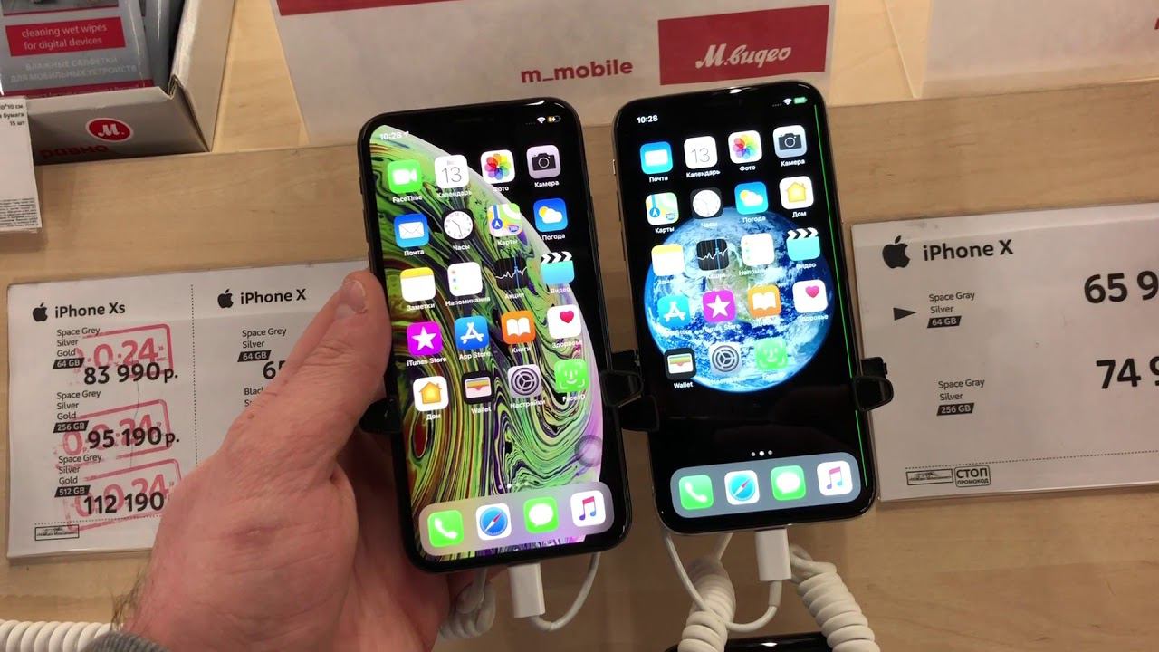 В М.Видео демонстрационный iPhone X с КИТАЙСКИМ дисплеем + ЗЕЛЕНАЯ ПОЛОСА