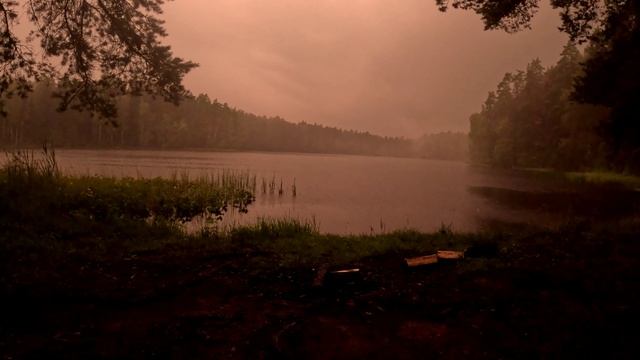 Звуки дождя и раскаты грома. Голубое озеро. Пушкино. Щёлково.  4k