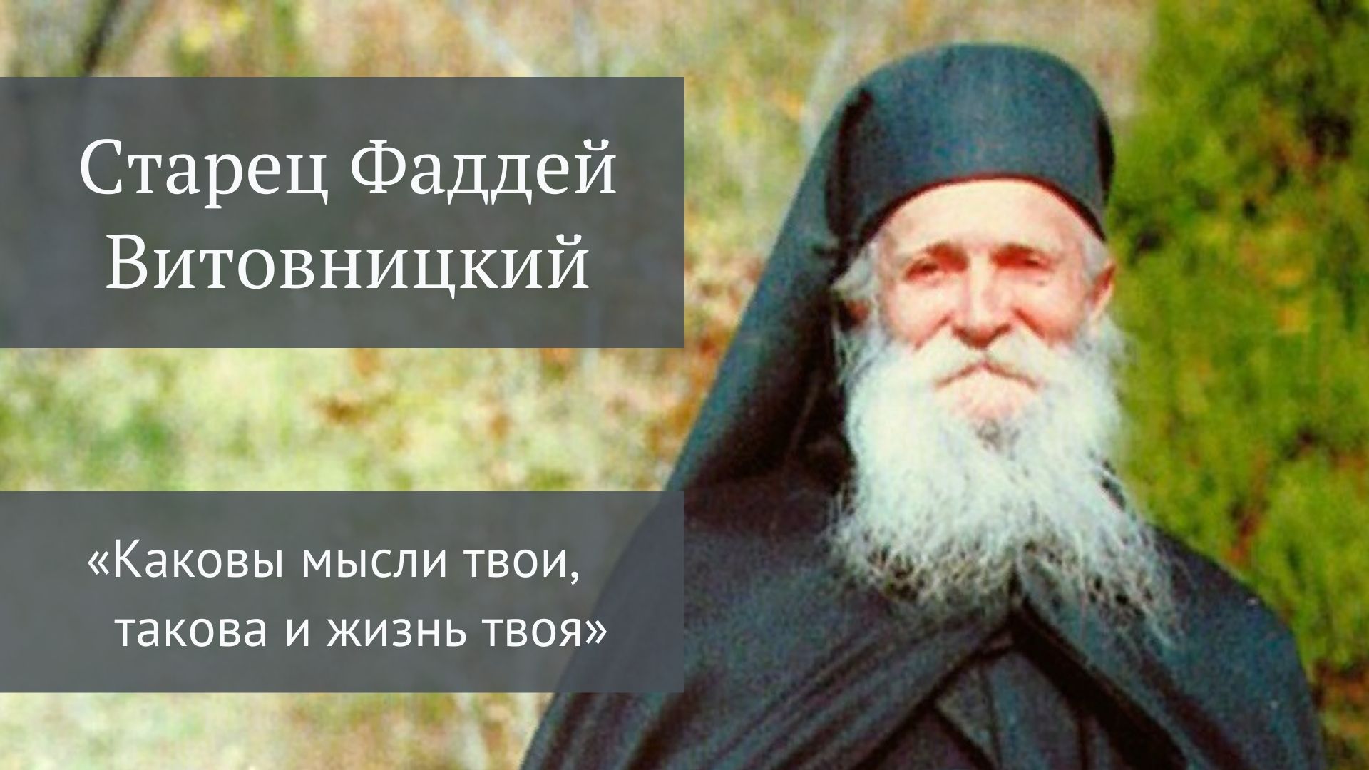 Старец Фаддей Витовницкий: «Каковы мысли твои, такова и жизнь твоя»