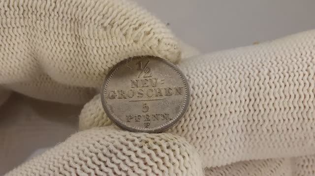 Саксония ½ нового гроша или 5 пфеннигов 1852 года. (Двойной наминал).