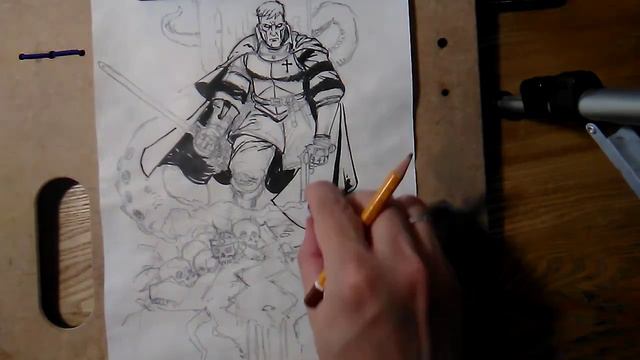 Набросок и тушь персонажа Сэмюэля Арчера.