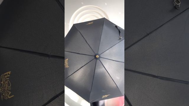 Зонт Женский Flioraj 3 сложения Автомат Чёрный Кошки 16075 FJ