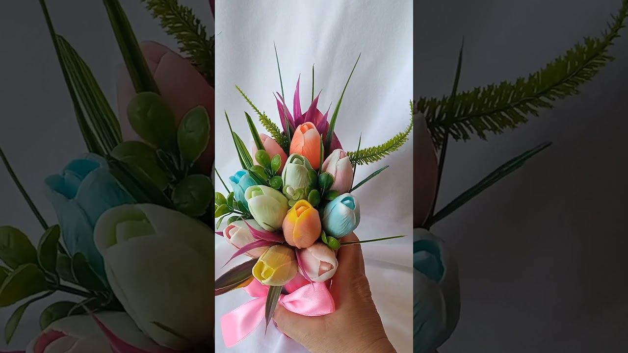 Мыльный букет из 11 тюльпанов.