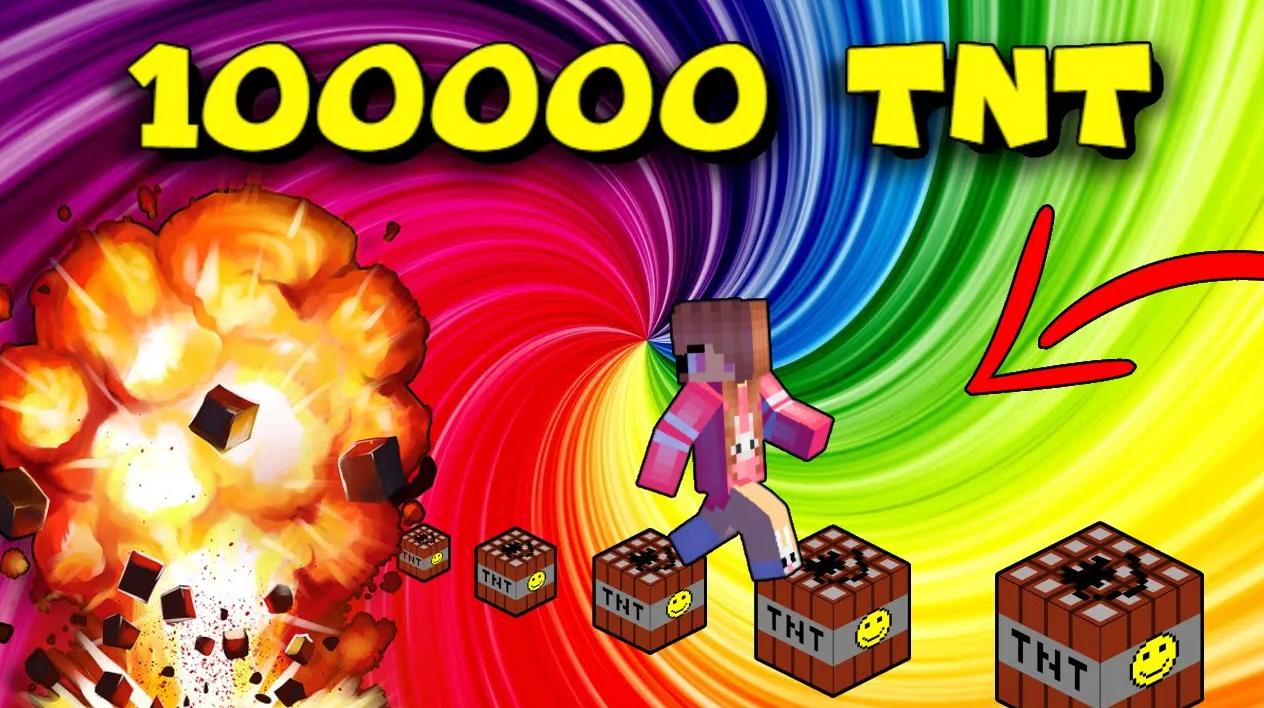 🌈Радужный Бум 100000 ТНТ в Майнкрафт! Minecraft Юля Май