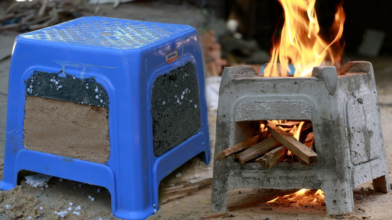 Самодельная печь из пластикового стула