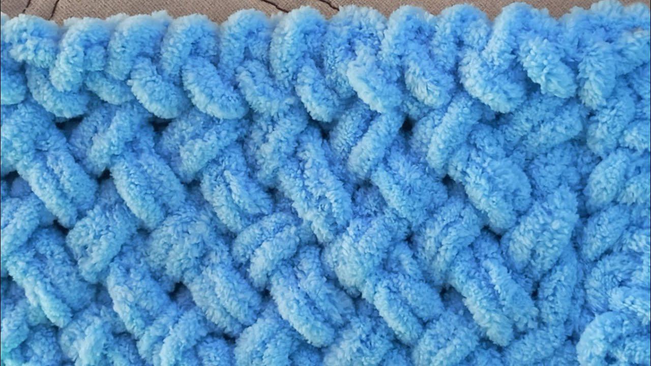 Обвязка "Косичка" для пледа Ализе Пуффи