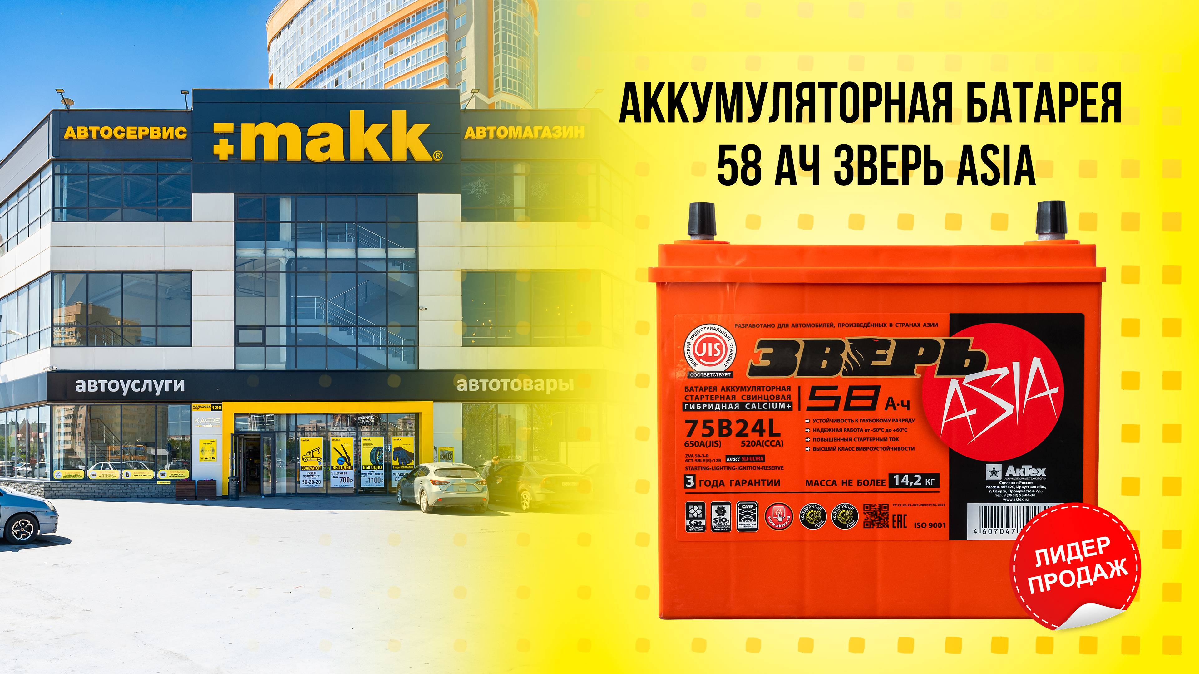 Аккумуляторная батарея ЗВЕРЬ 58 АЧ Asia